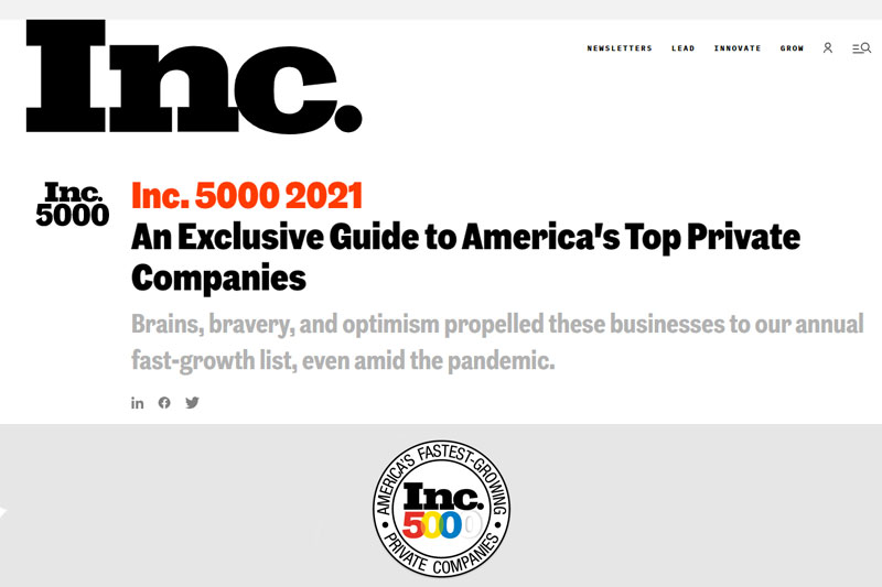 MY Shower Door Made the Inc. 5000 List for the 6th Year!